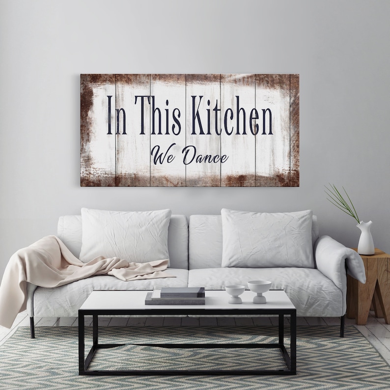 In This Kitchen We Dance Sign Kitchen Canvas Sign Wood Signs | Etsy