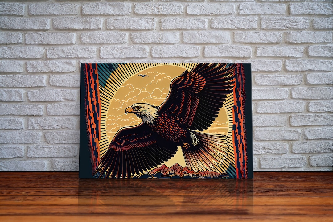 Bald Eagle Mural Art, Framed Canvas Print, Framed Wall Art, Cool ...
