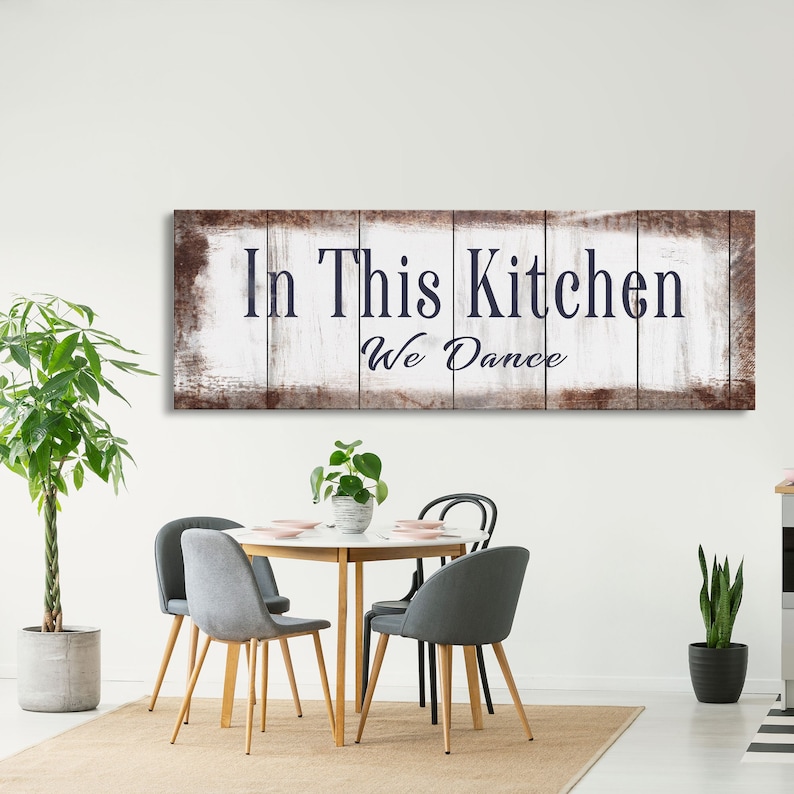In This Kitchen We Dance Sign Kitchen Canvas Sign Wood Signs | Etsy