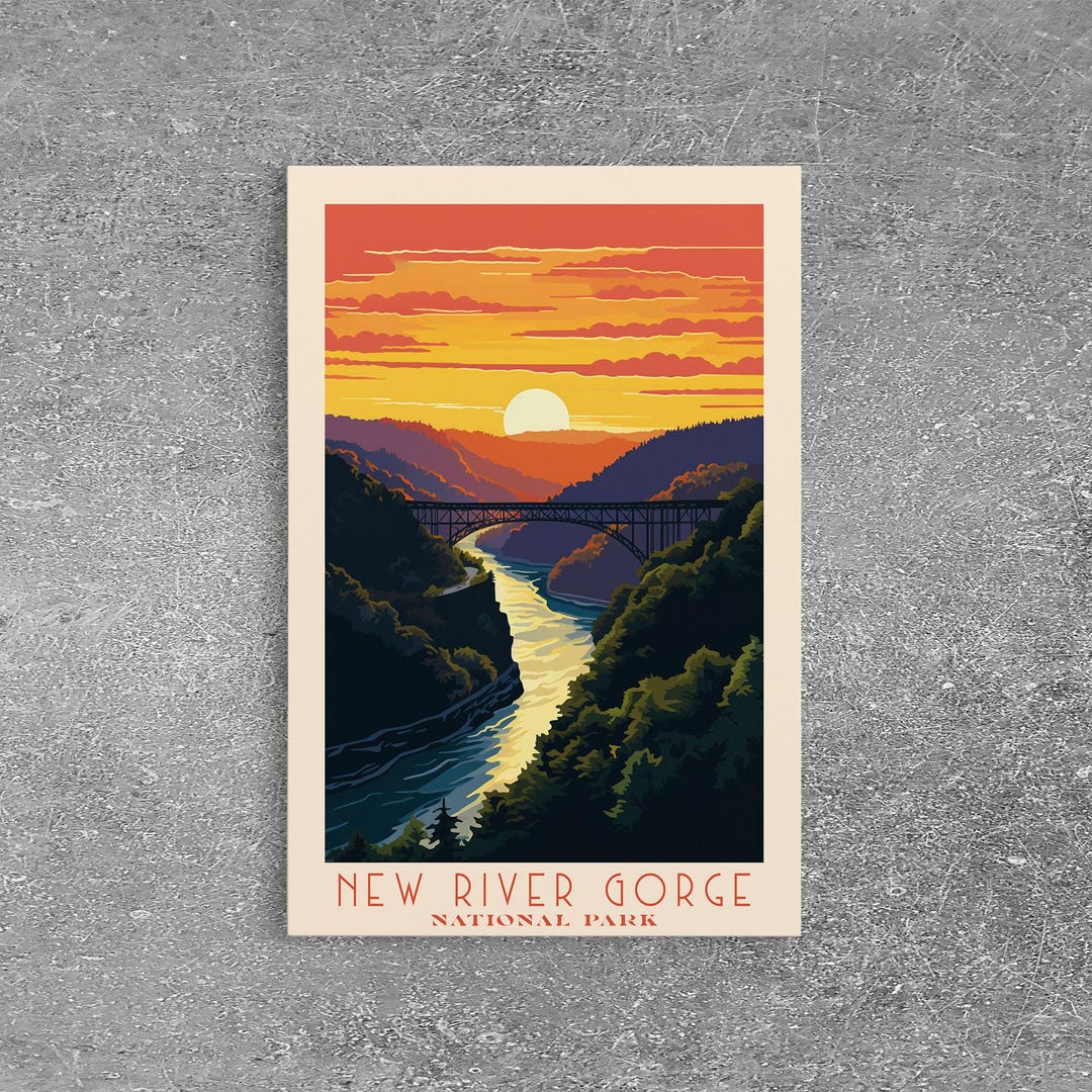 New River Gorge National Park, West Virginia Travel Art, National Park ...