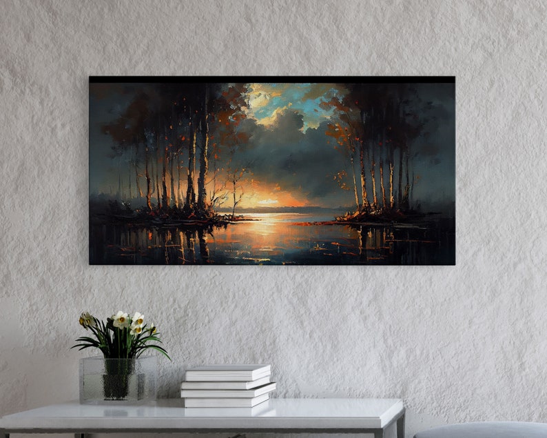 Moody Landscape Painting Canvas Print Framed Wall Art Wall - Etsy