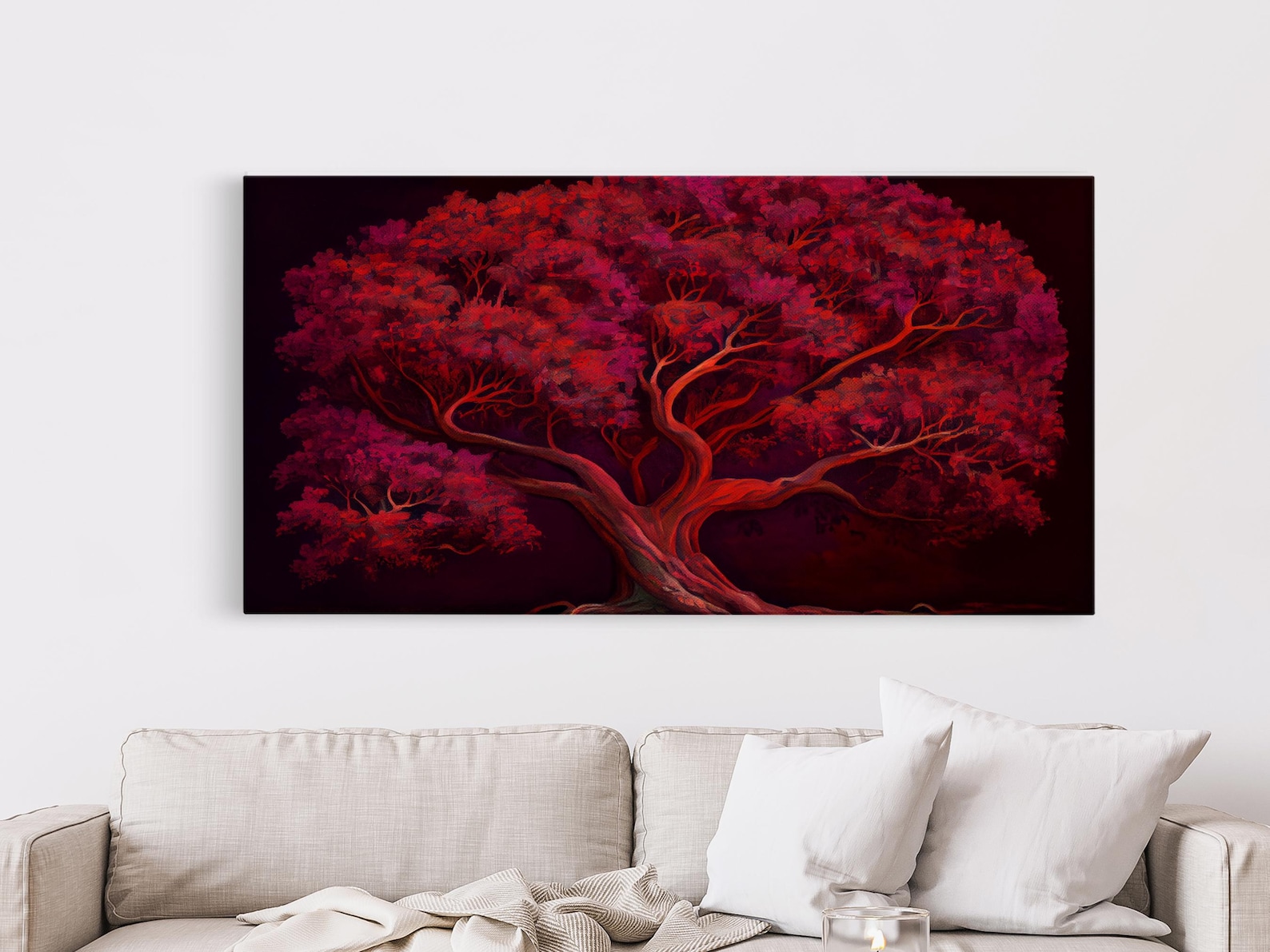 Blood Red Tree, Fantasy Horror Art, Framed Canvas Print - Etsy