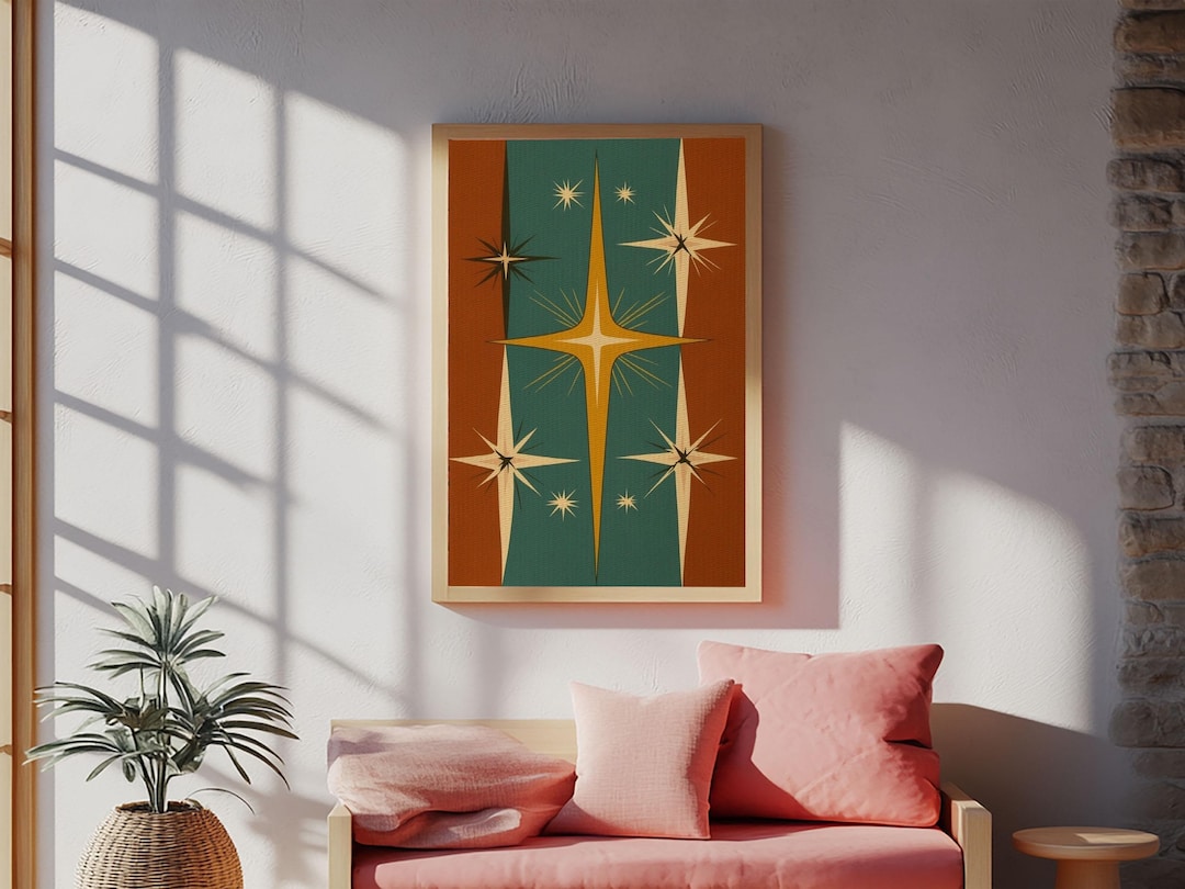 Mid-century Modern Star Burst Wall Art, Home Decor Wall Art, Atomic Age ...