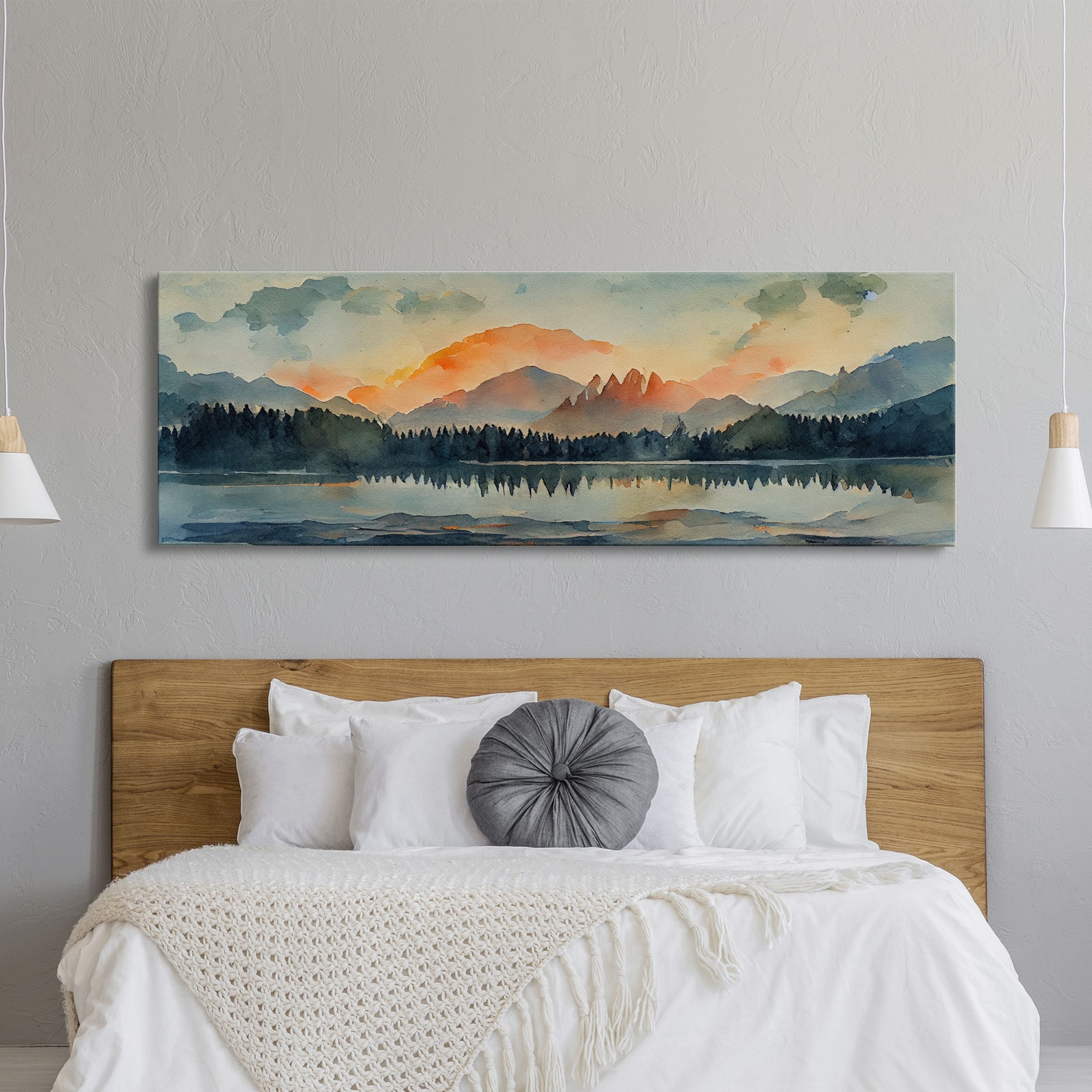 Watercolor Painting of a Forest Fire Canvas Print Landscape - Etsy