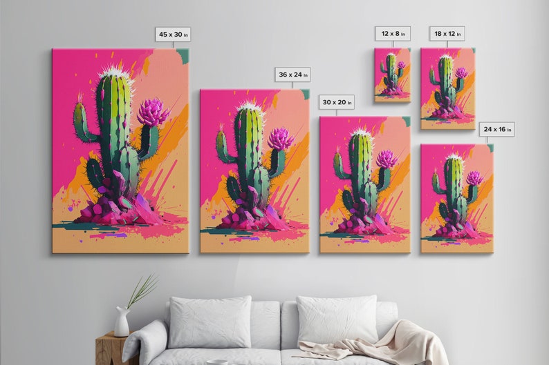 Pop Art Mexico Cactus Art Synthwave Pink Art Framed Canvas - Etsy
