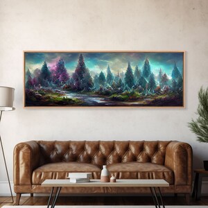 High Fantasy Forest Wall Art, Ready to Hang Canvas Print, Panoramic Art ...