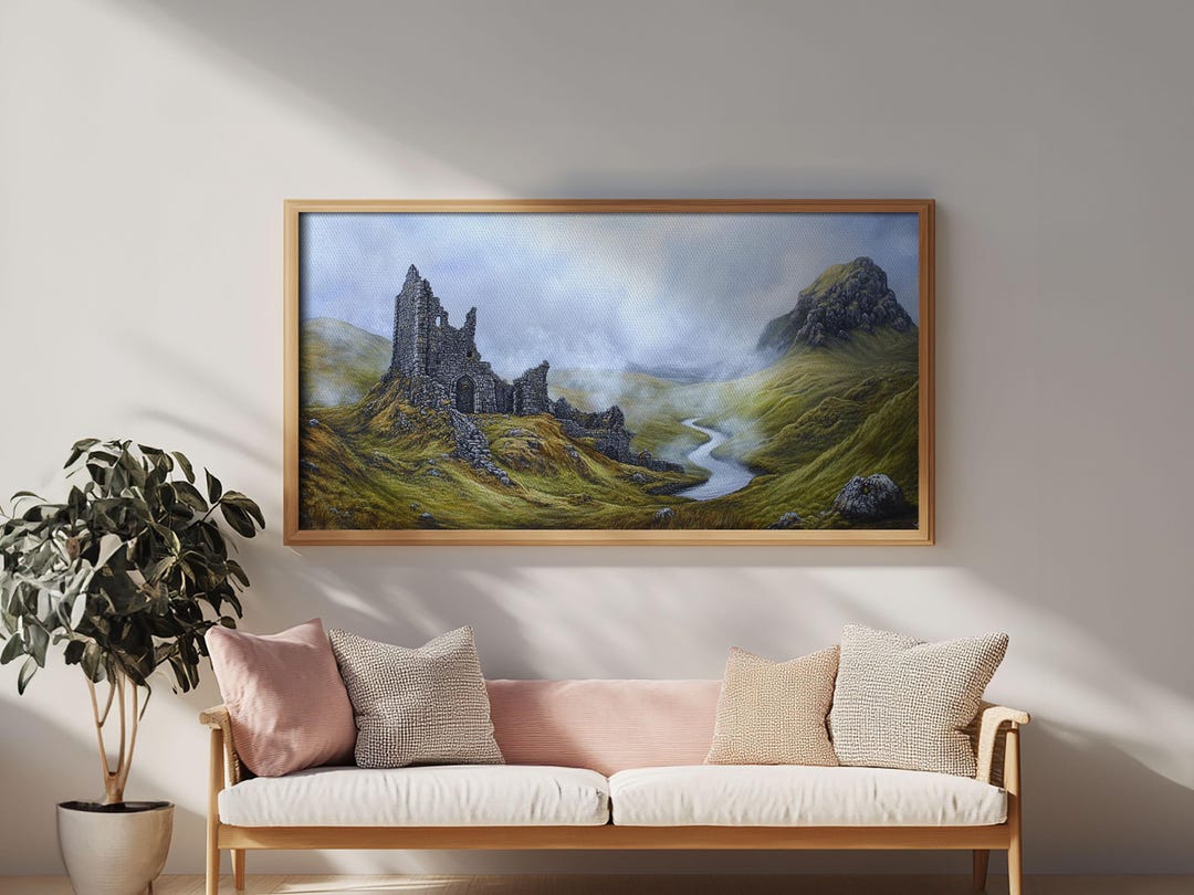 Irish Castle Ruins Painting Canvas Print, Ireland Landscape Painting ...