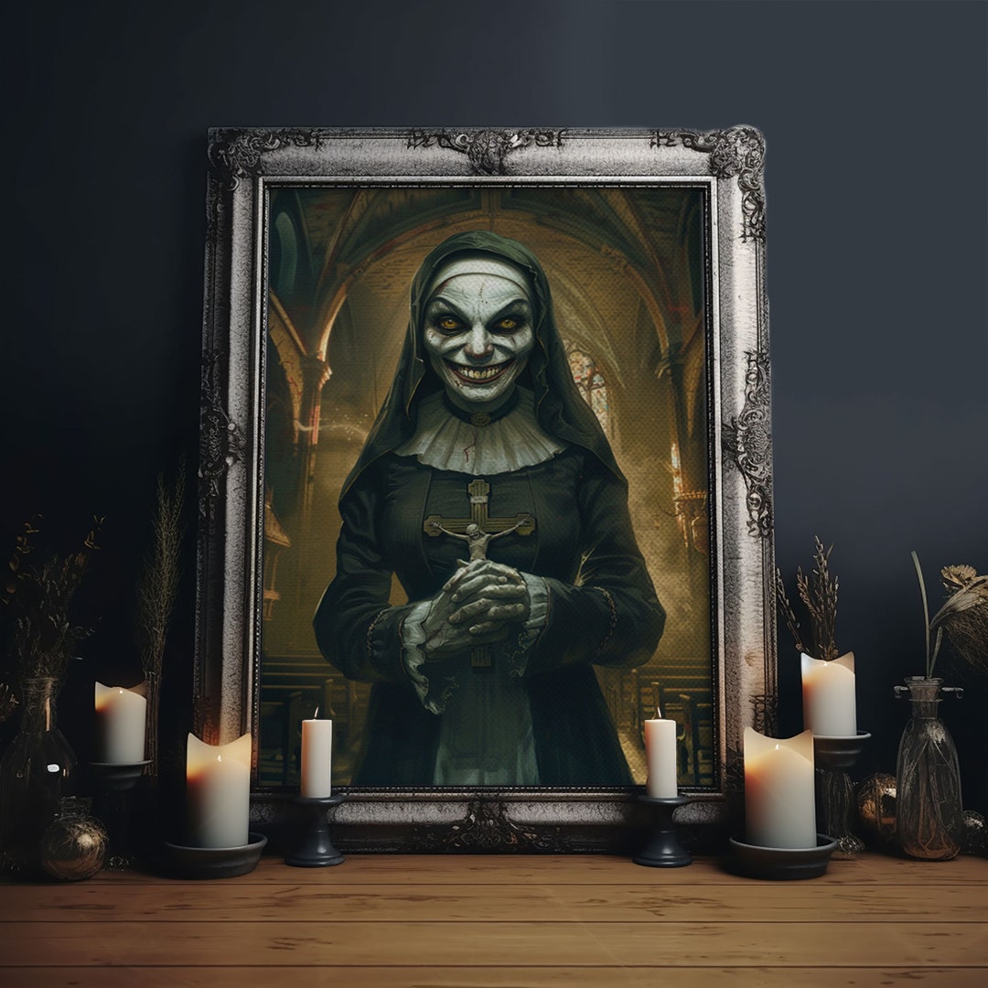 Creepy Nun Canvas Print - Halloween Art, Scary Art, Spooky Home Decor ...