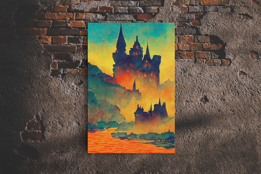 Watercolor Painting of A Transylvania Castle, Framed Canvas Print ...