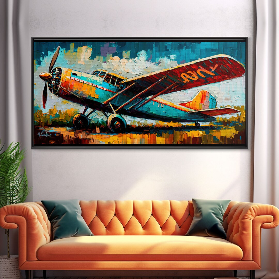 Aeroplane Art, Antique Airplane Painting Canvas Print, Framed Canvas ...