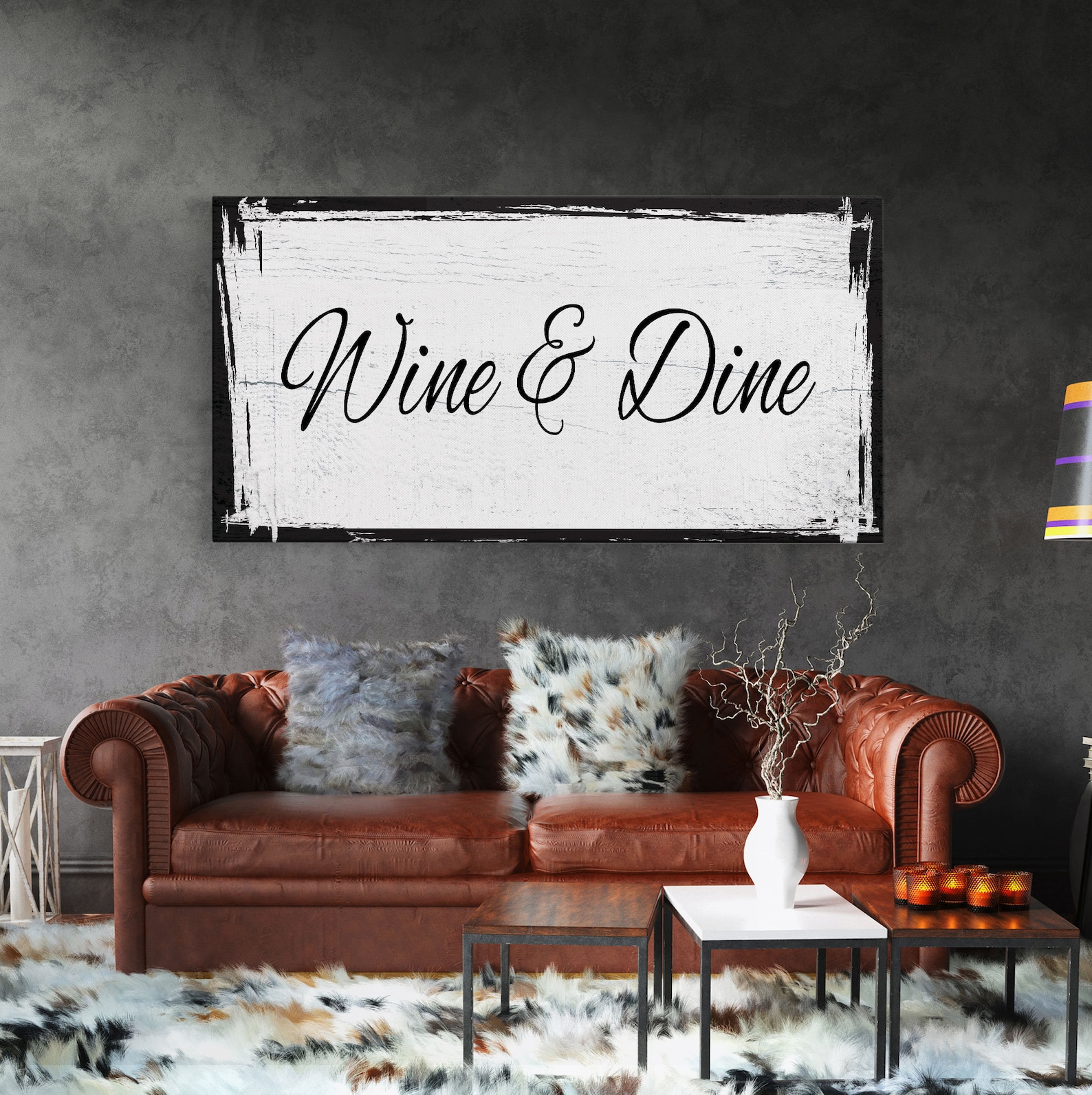 Kitchen Canvas Sign, Wine and Dine, Sign for Kitchen, Kitchen Wall Art ...