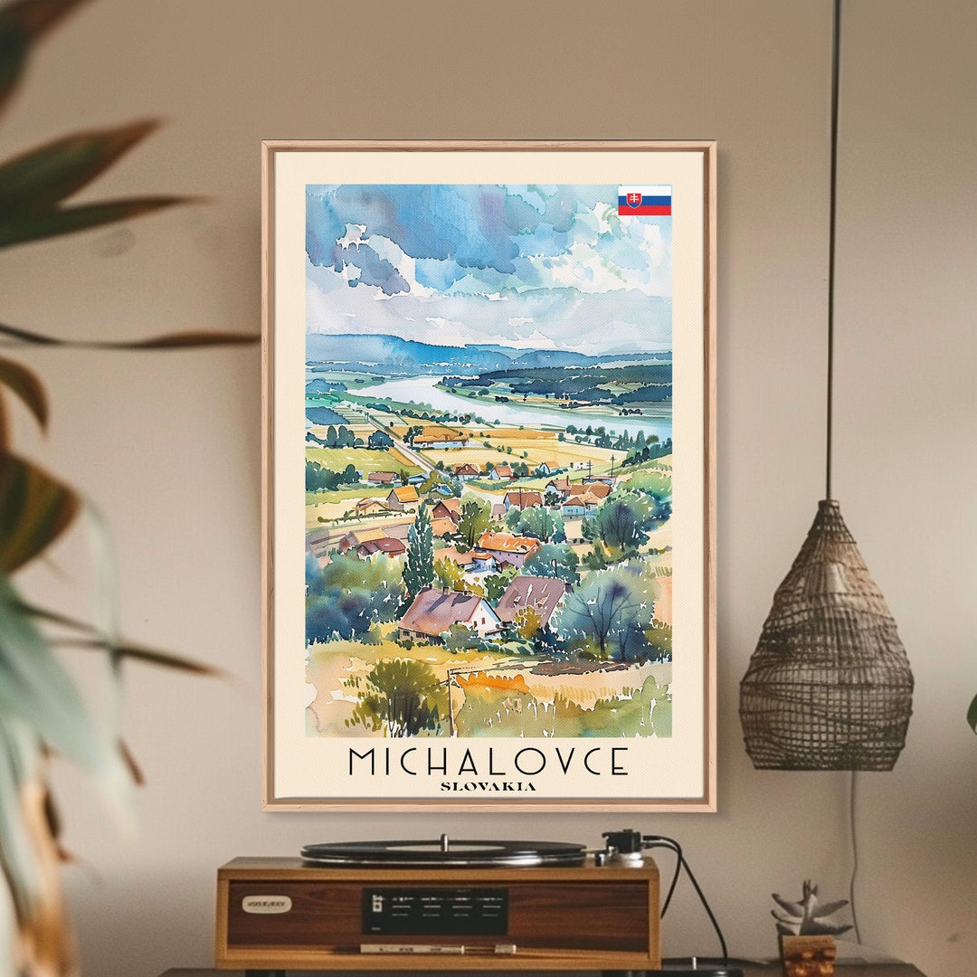 Michalovce Slovakia Travel Poster Framed Canvas Print, Scenic Landscape ...