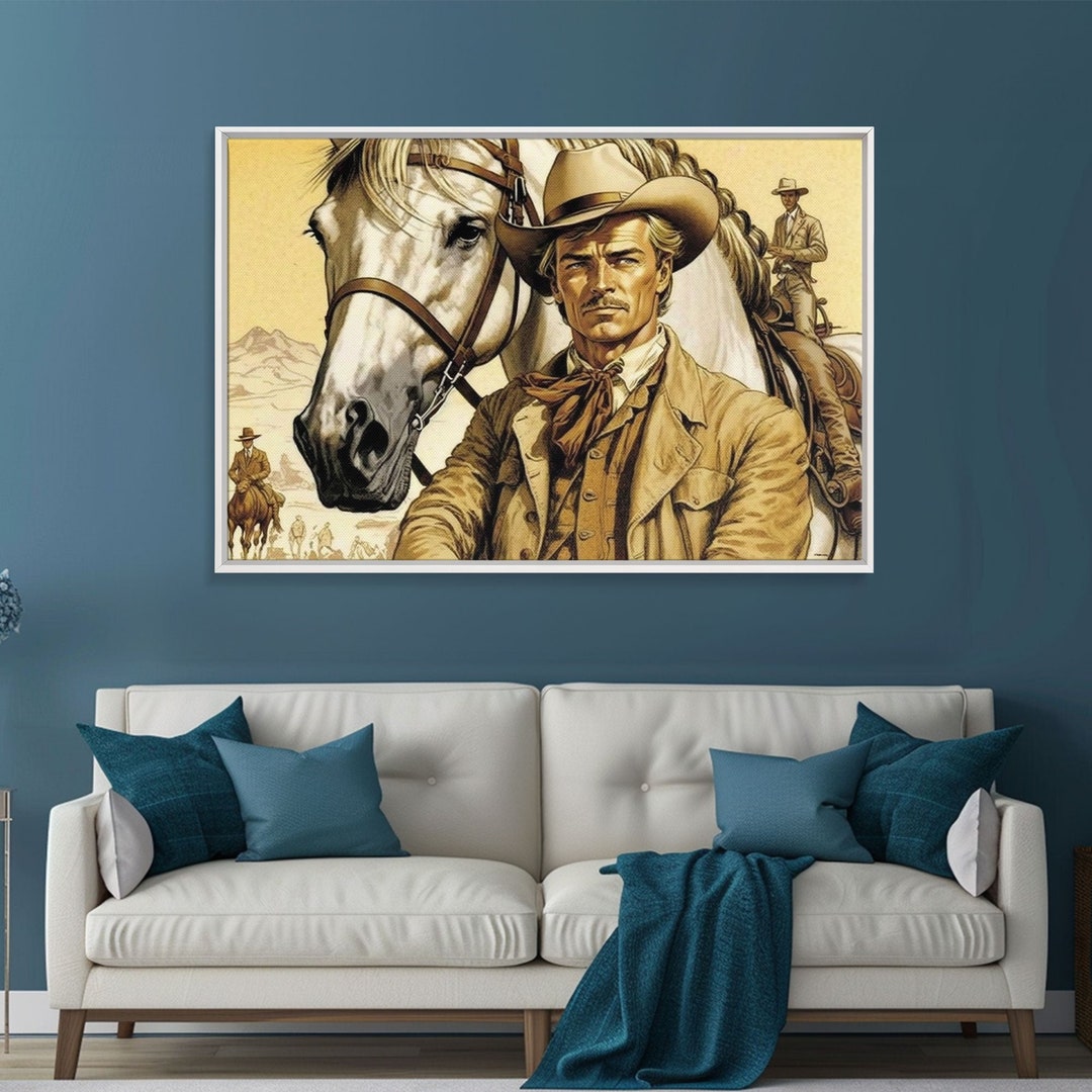 Old Timey Wild West Cowboy Oil Painting Print, Southwestern Western ...