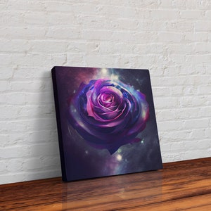 Space Rose, Flower Galaxy, Cool Space Art, Framed Canvas Print, Framed ...