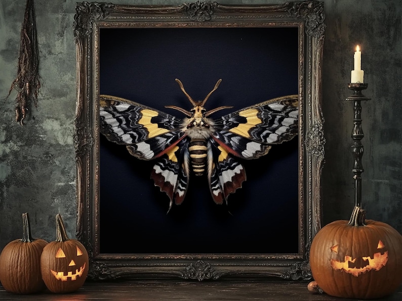 Framed Death Head Moth Canvas Print, Acherontia, Taxidermy Art, Dried ...