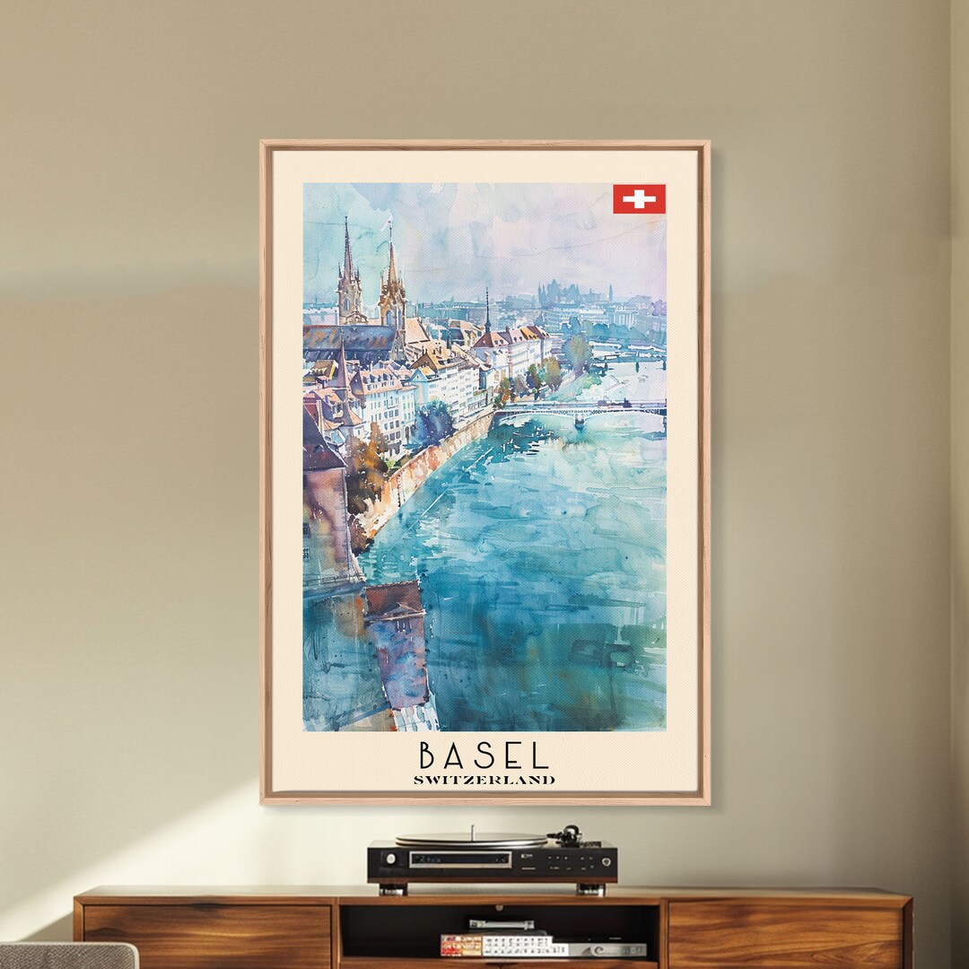 Basel Switzerland Travel Poster Framed Canvas Print, Wall Art, Home ...