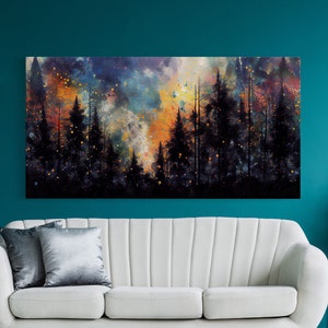 Forest Fire Abstract Forest Landscape Wall Art Framed Canvas - Etsy