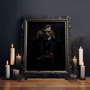 Portrait of A Vampire Lestat, Framed Canvas Print, Spooky Halloween Art ...
