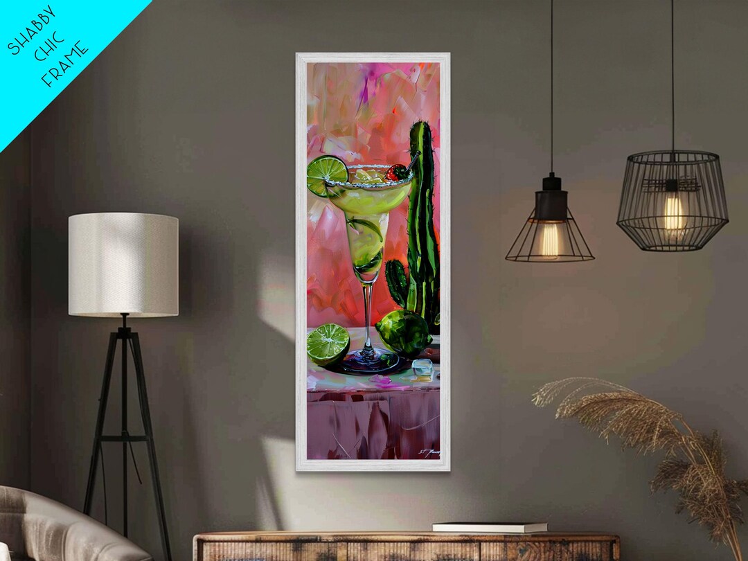 Martini Cocktail Framed Canvas Art, Canvas Bar Art, Tall and Narrow ...
