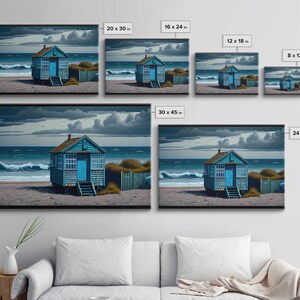 Sea Side Shack Pixel Art, New England Style Beach Art, Framed Canvas ...