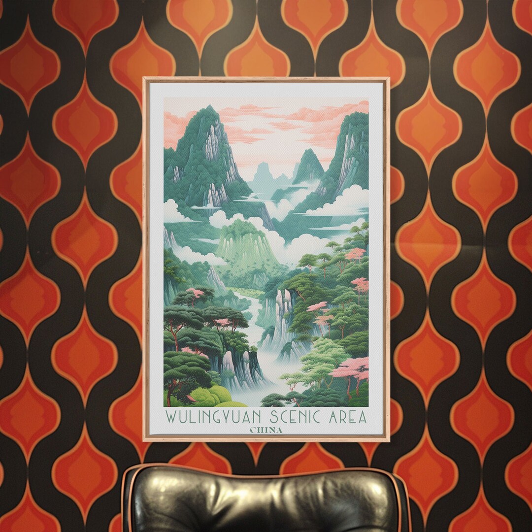 Wulingyuan Scenic Area Travel Poster Print, Framed Canvas Wall Art ...
