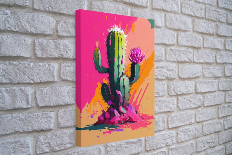 Pop Art Mexico Cactus Art Synthwave Pink Art Framed Canvas - Etsy