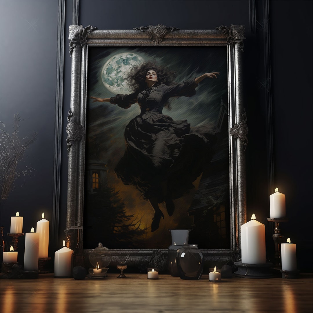 The Wicked Witch, Halloween Canvas, Framed Canvas Print, Spooky Gothic ...