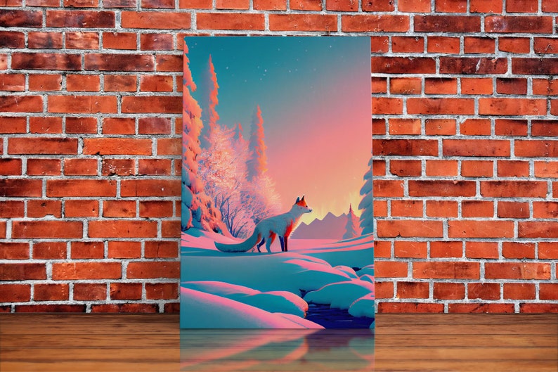 Cute Arctic Fox Art in the Snow Framed Canvas Print - Etsy