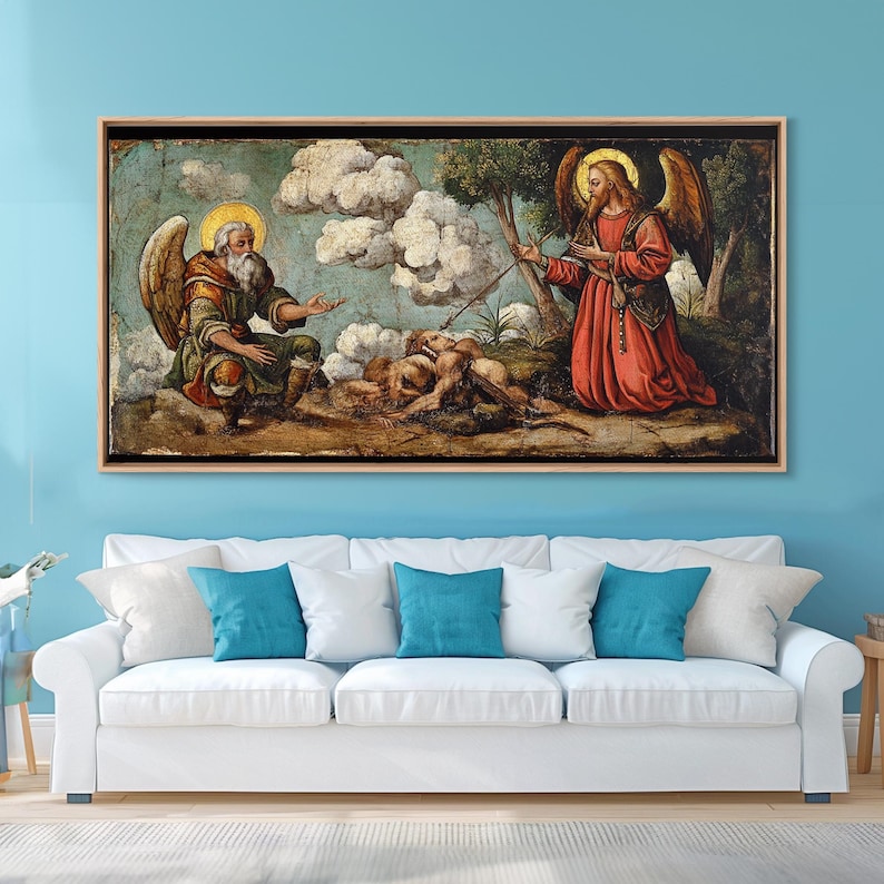Sacrifice of Isaac Renaissance Style Framed Canvas Print | Abraham and ...