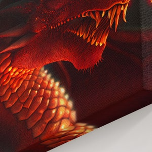 Portrait of an Evil Ruby Red Dragon, Fantasy Art, Framed Canvas Print ...