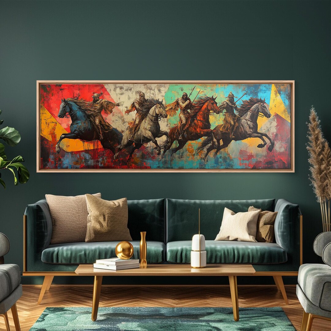 The Four Horsemen of the Apocalypse - Panoramic Painting Framed Canvas ...