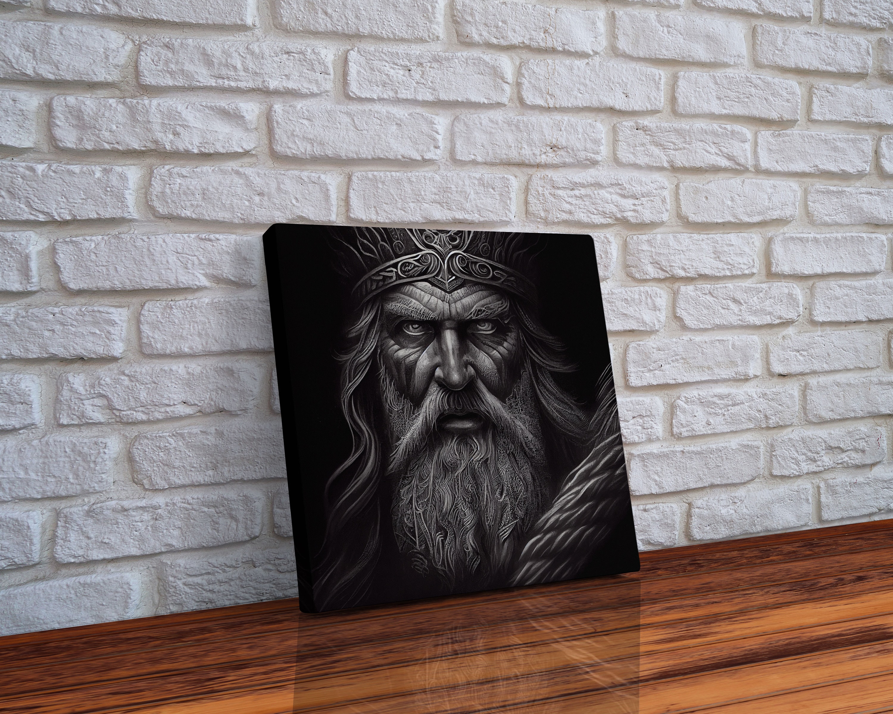 Portrait of Odin Norse Mythology Viking Art Framed Canvas - Etsy
