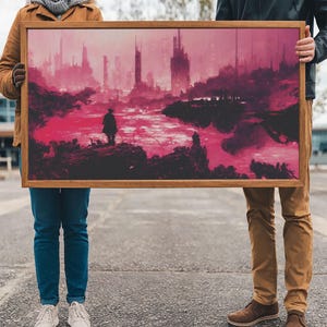 Surreal Dystopian Cyberpunk Art, Ready to Hang Canvas Print, Framed Art ...