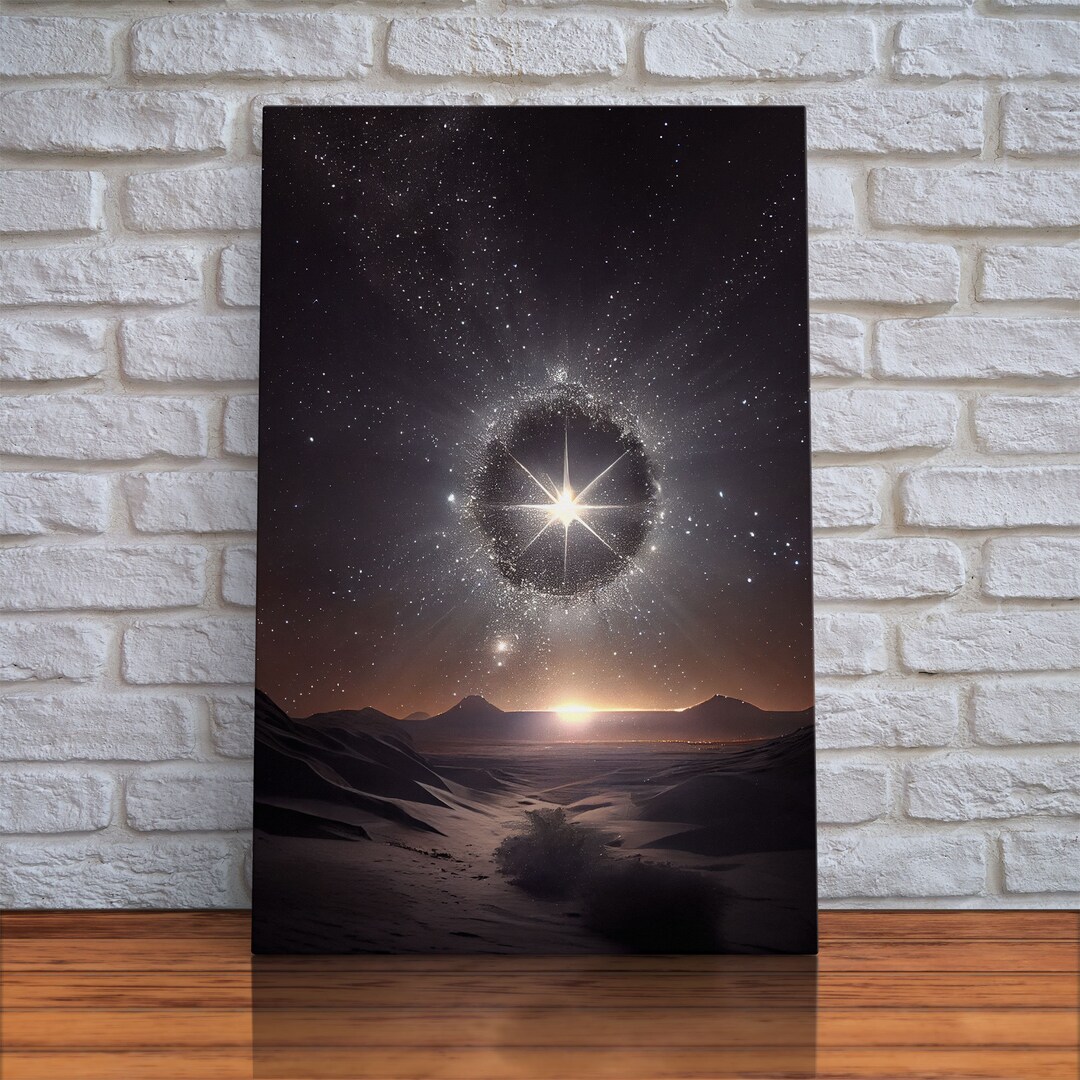 The North Star Over the Sahara, Starry Night Sky Art, Framed Canvas ...