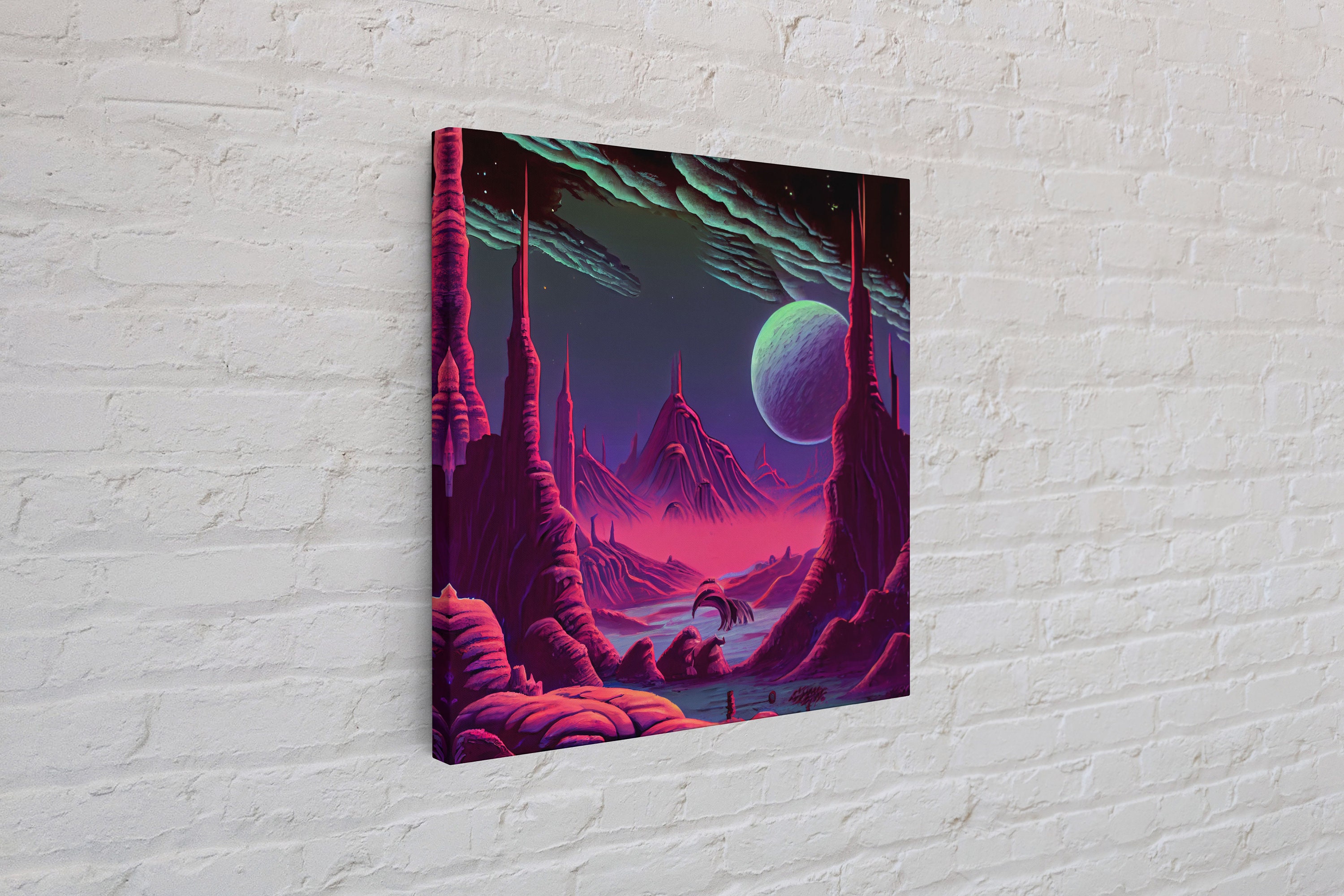 16 Bit Scifi Video Game Concept Art, Alien World, Synthwave, Framed ...