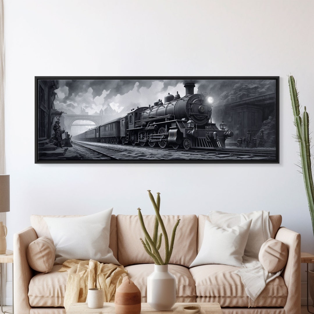 Steam Train Wall Art Framed Canvas Print, Framed Art, Train Decor ...