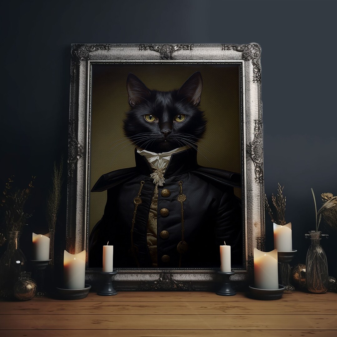 Admiral Meow Reporting for Duty, Victorian Cat Portrait Art, Framed ...