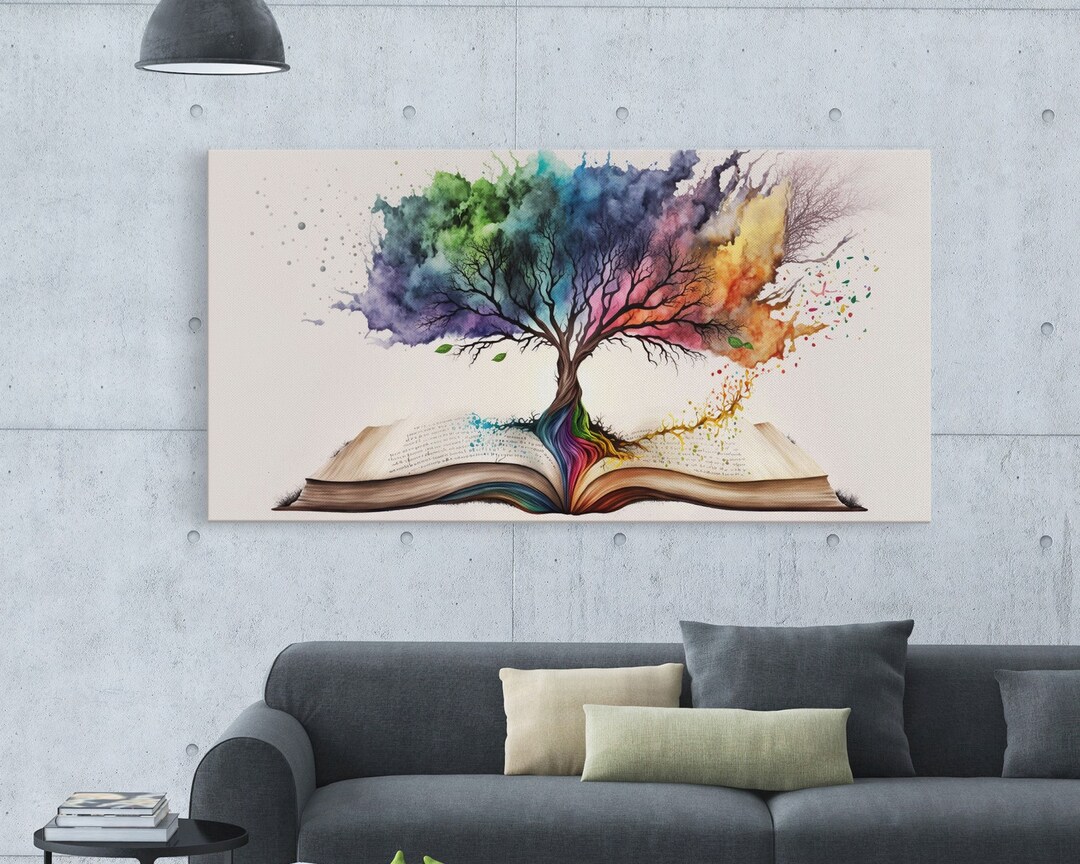 Tree of Knowledge Framed Wall Art Canvas Print Watercolor - Etsy
