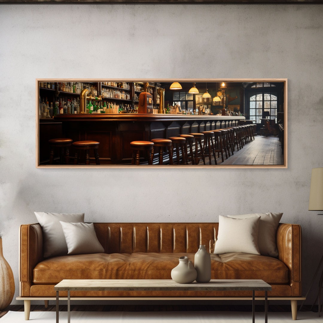 Panoramic Bar Wall Art, Vintage 19th Century Bar Wall Art, Framed ...