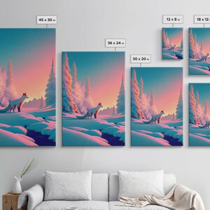 Cute Arctic Fox Art in the Snow, Framed Canvas Print - Etsy
