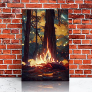Abstract Campfire Art, Framed Canvas Print, Ready to Hang Framed Wall ...