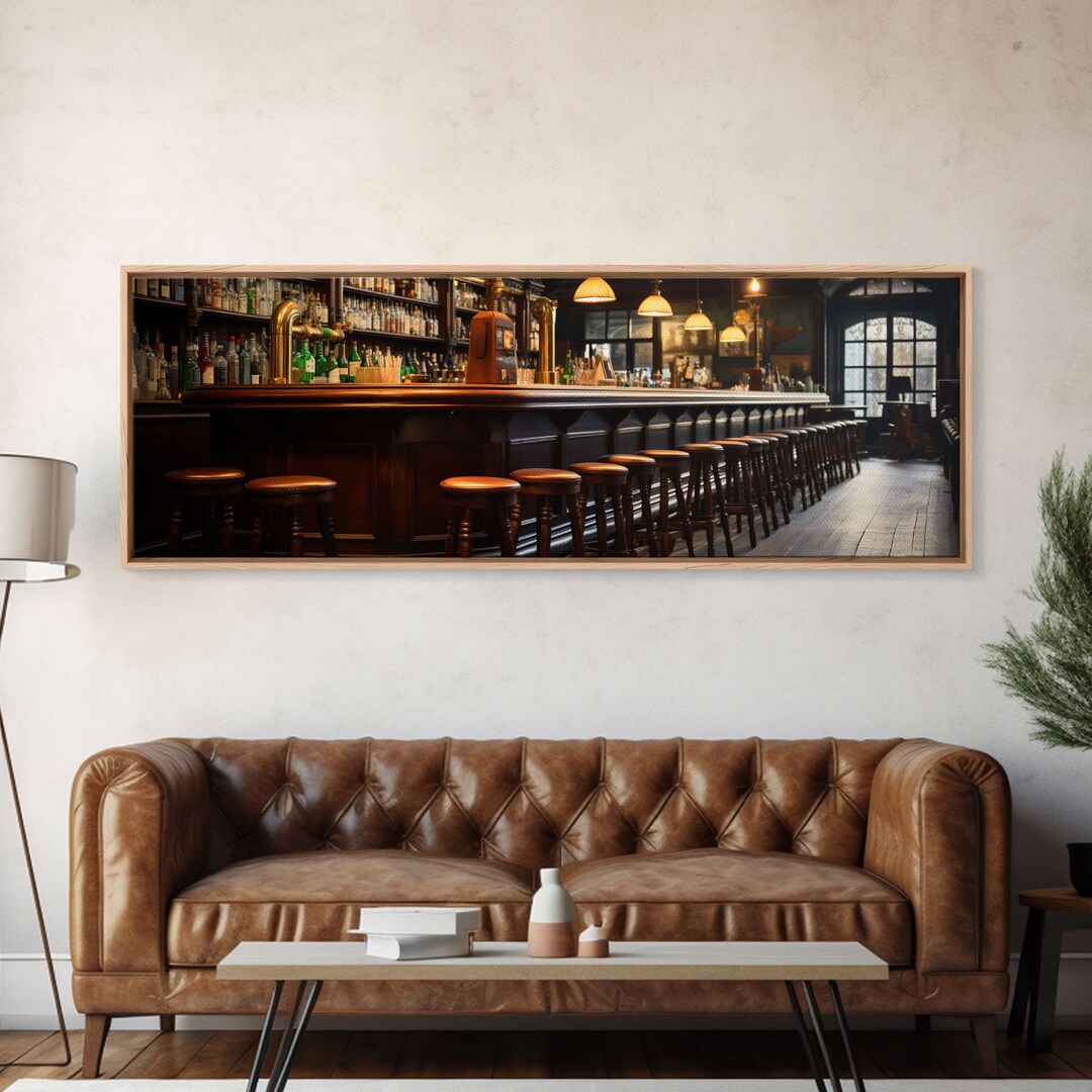 Panoramic Bar Wall Art, Vintage 19th Century Bar Wall Art, Framed ...