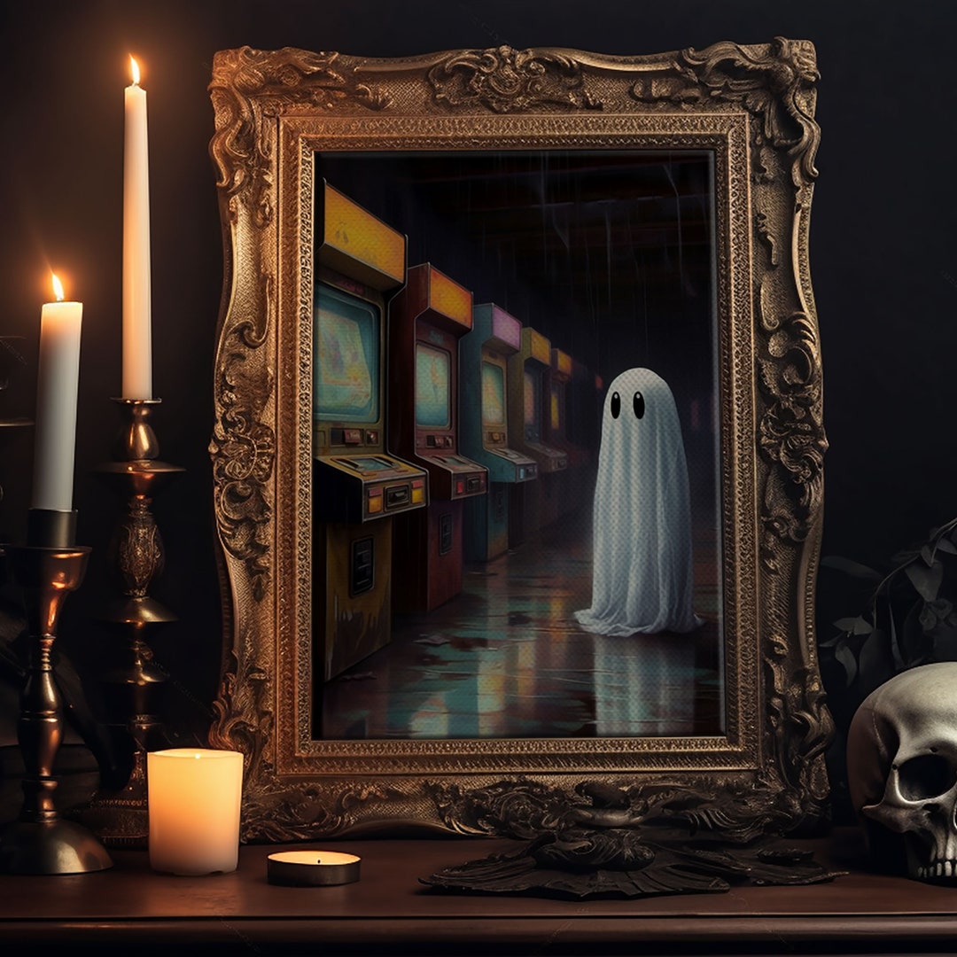 Ghost in an Abandoned Arcade, Nostalgia Canvas, Art Canvas Print, Dark ...
