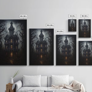 The Haunted House, Framed Canvas Art, Painting of Haunted Victorian ...