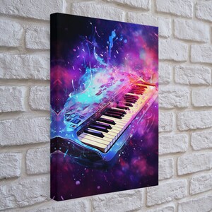 Cosmic Keyboard, Galaxy Music Art Framed Canvas Print, Electric ...