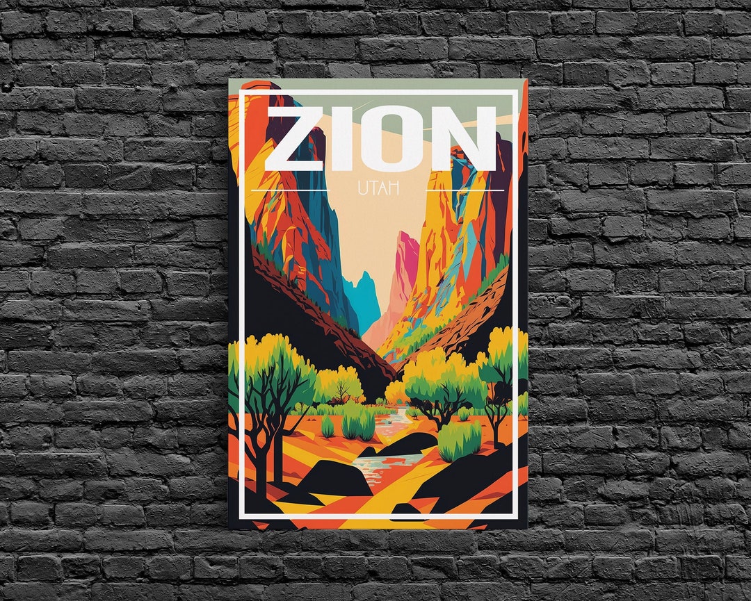 Zion National Park Poster, Utah Wall Poster, America Art Print, Travel ...