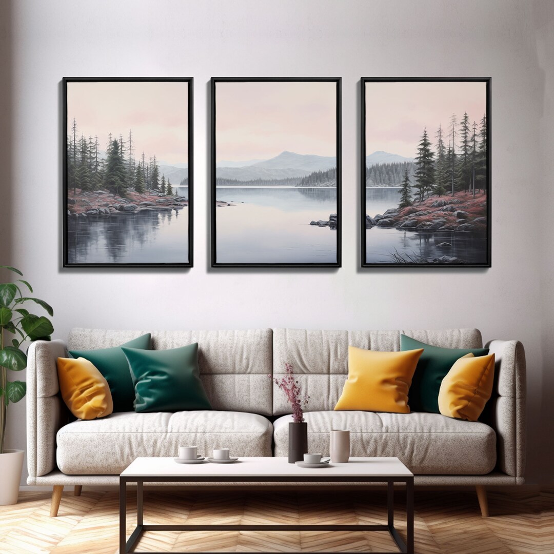 Beautiful Pacific Northwest Landscape, 3 Piece Framed Canvas Print Set ...