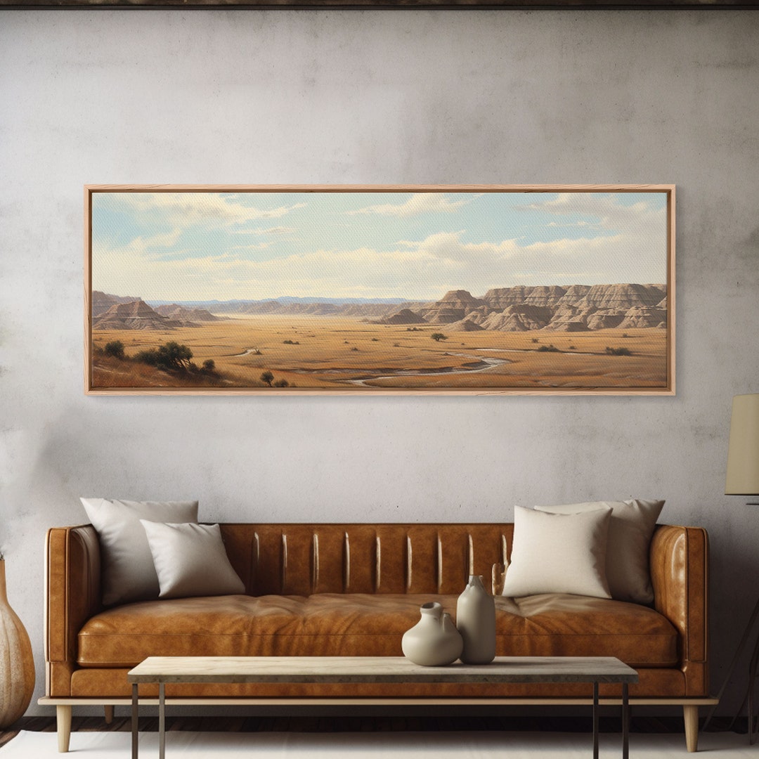 Panoramic Watercolor of Badlands National Park, North Dakota Wall Art ...
