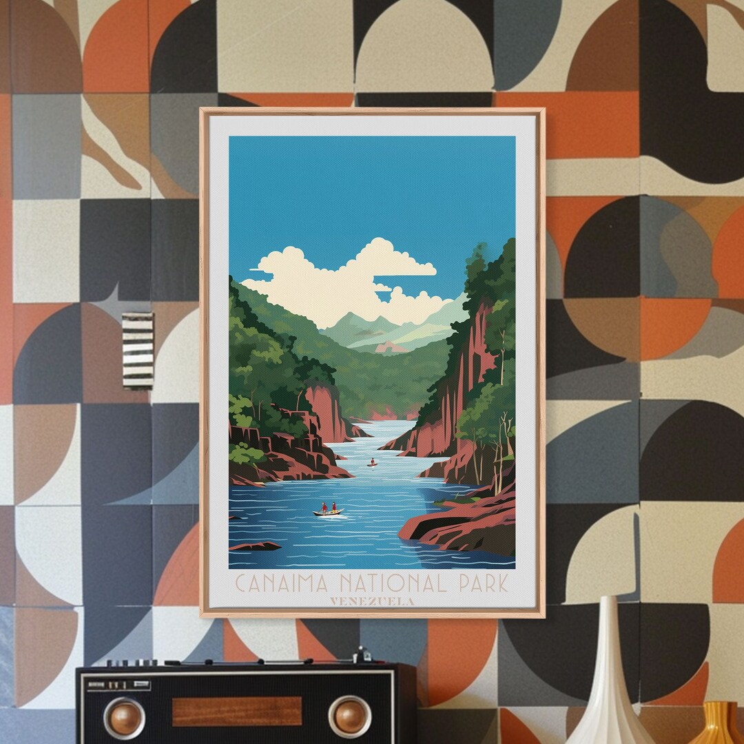 Canaima National Park Retro Travel Poster - Original Framed Canvas ...