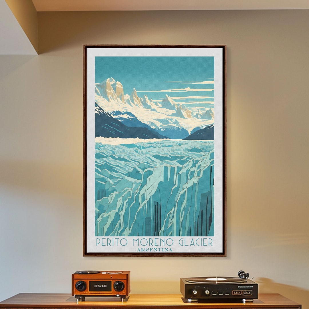 Perito Moreno Glacier Travel Poster Print, Framed Canvas Wall Art ...